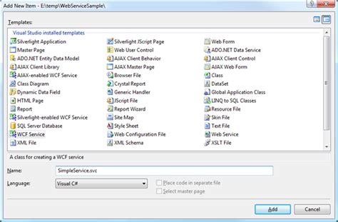Create A Simple WCF Web Service And Use In JavaScript With Visual Studio 2008 And Net 3 5