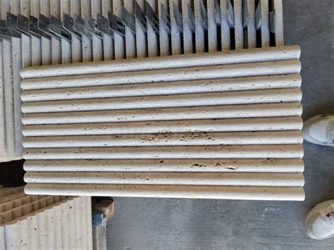 Living Room Wall Beige Marble Ribbed Tile Marble Fluted Tiles Home