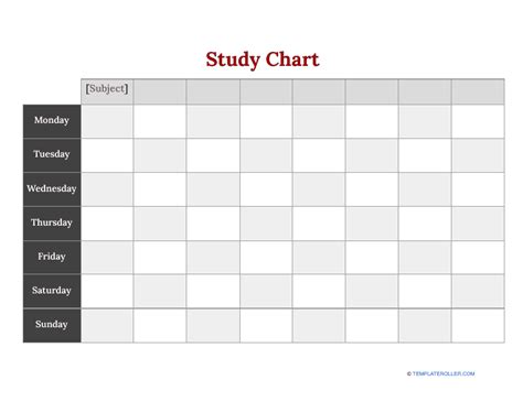 Study Chart Template Grey Download Printable Pdf Templateroller