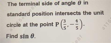 solved the terminal side of angle θ in standard position intersects