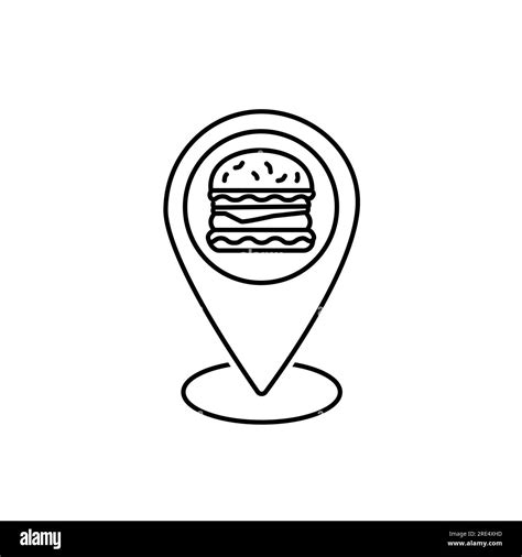 restaurant location pin line icon food point linear style sign for