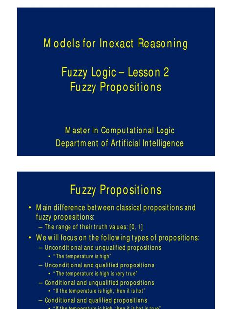 Lesson 2 Fuzzy Propositions Download Free Pdf Fuzzy Logic