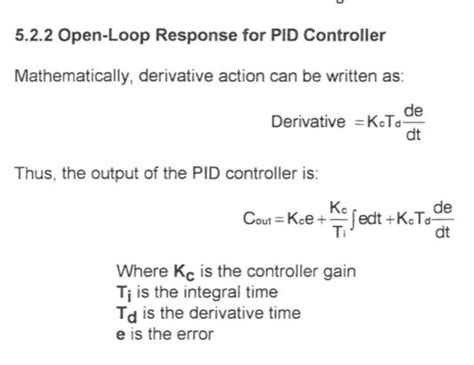 Solved 522 Open Loop Response For Pid Controller