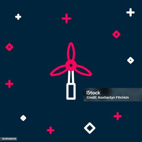 파란색 배경에 격리 된 라인 풍력 터빈 아이콘입니다 풍력 발전기 기호입니다 전력 생산을 위한 풍차 컬러풀한 아웃라인 컨셉 벡터 개념에 대한 스톡 벡터 아트 및 기타 이미지