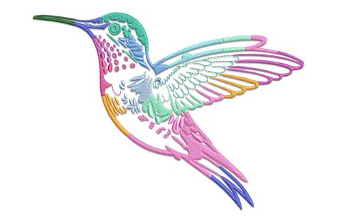 Colourful Hummingbird Embroidery Design Bird Machine Embroidery Design