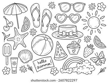 Summer Beach Clipart Black And White