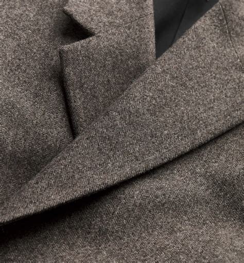 Single Breasted Jacket Brown Herringbone Virgin Wool Cashmere Twill Dior