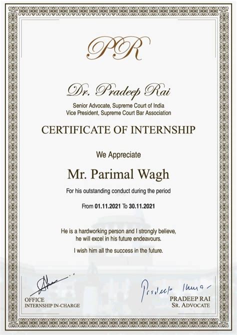 parimal wagh on linkedin internship legal law