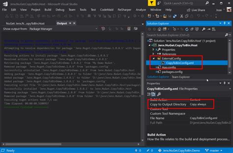 nuget package with “copy always” content file jenx si