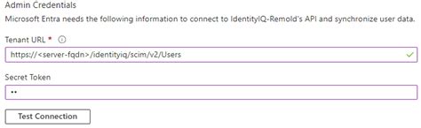 provisioning accounts from entra id to identityiq test connection