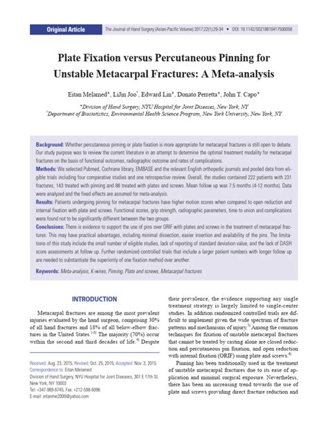 Metacarpal Fracture Plating Vs Pinning Metaanalysis Pdf Meta Metacarpal Fracture Plating Vs Pinning Metaanalysis Pdf Meta