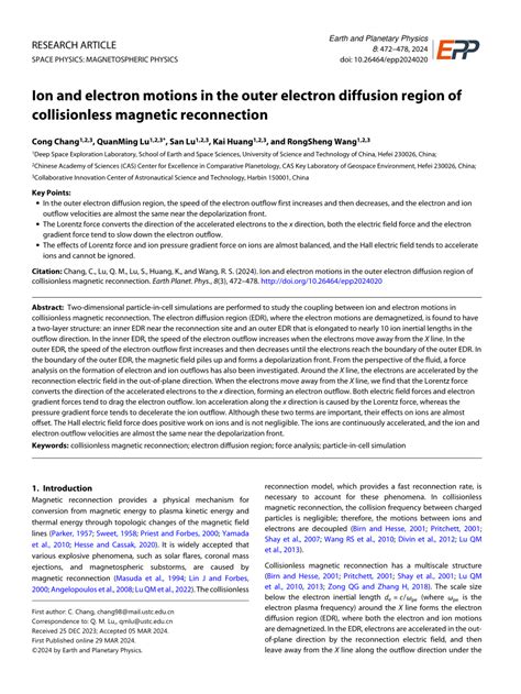Pdf Ion And Electron Motions In The Outer Electron Diffusion Region