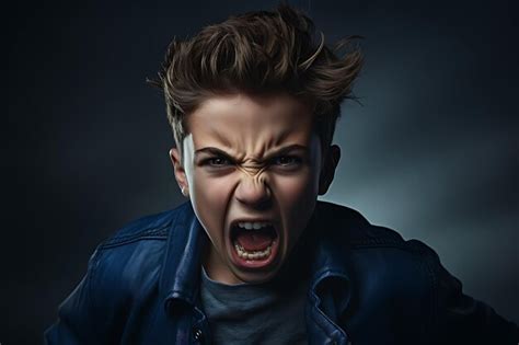 Premium Photo Angry Boy Screaming At Camera