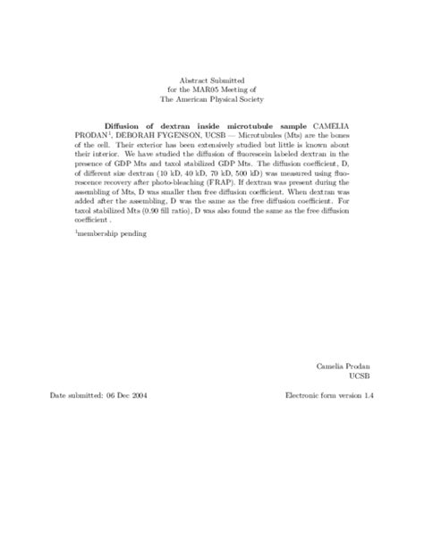 Pdf Diffusion Of Dextran Inside Microtubule Sample