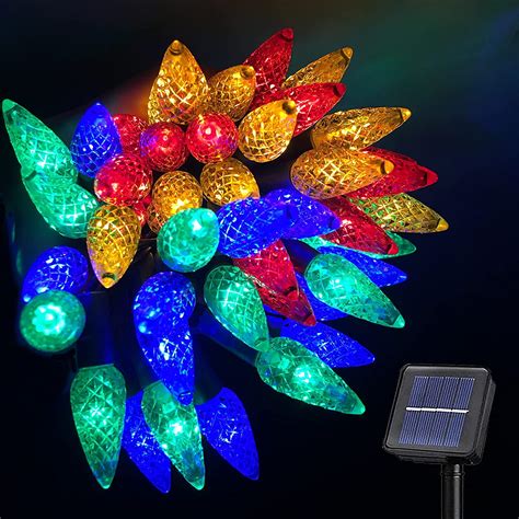 Morttic Christmas Solar C6 String Lights 17ft 50leds Strawberry String