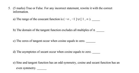 Solved 5 5 ﻿marks ﻿true Or False For Any Incorrect