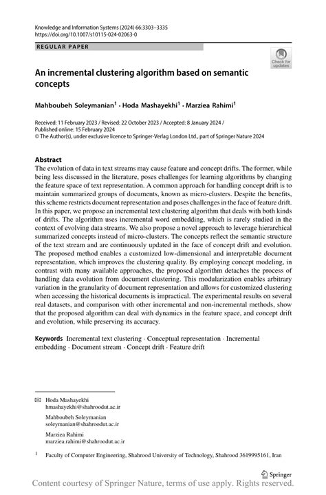 An Incremental Clustering Algorithm Based On Semantic Concepts Request Pdf
