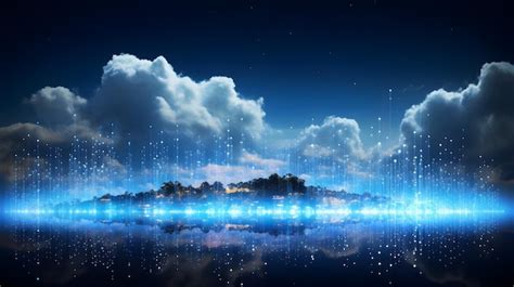 Premium Photo Abstract Visualization Of Cloud Computing Services Descending From The Digital Cloud