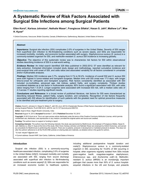 Pdf A Systematic Review Of Risk Factors Associated With Surgical Site