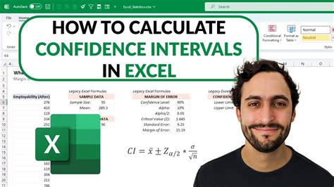 How To Calculate Confidence Interval In Excel Statistics For Excel Youtube