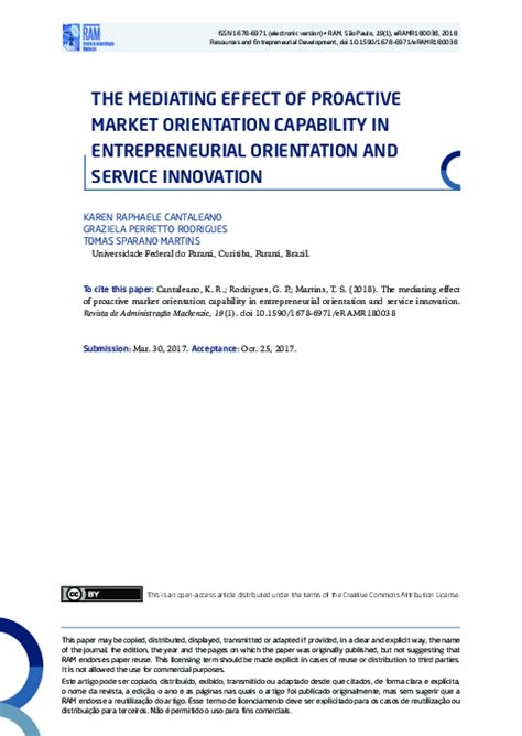 Pdf The Mediating Effect Of Proactive Market Orientation Capability