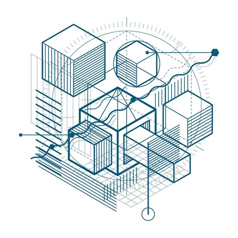 Premium Vector Abstract Background With Isometric Elements Vector Linear Art With Lines And