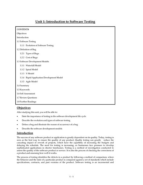 Unit Introduction To Software Testing CONTENTS Objectives Introduction Software Testing