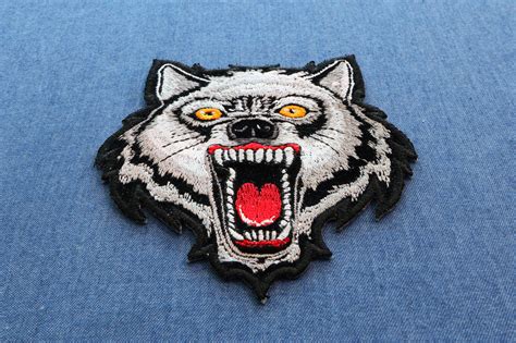 Small Wolf Patch Embroidered With Yellow Eyes Embroidered Patches