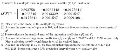 Solved You Have Fit A Multiple Linear Regression Model And
