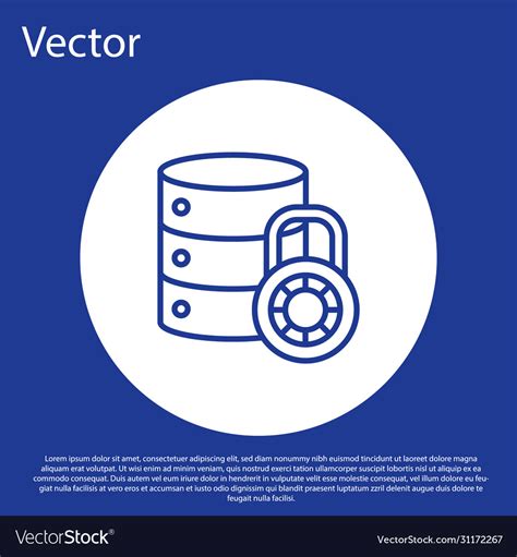 Blue Line Server Security With Closed Padlock Icon