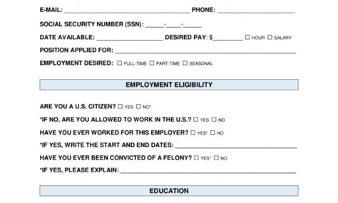 Free Job Application Form Standard Template Pdf Word Eforms With Job