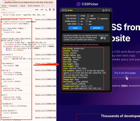 csspicker 从网站复制css and 截图生成代码