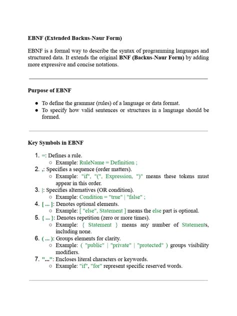 Ebnf Extended Backus Naur Form Pdf