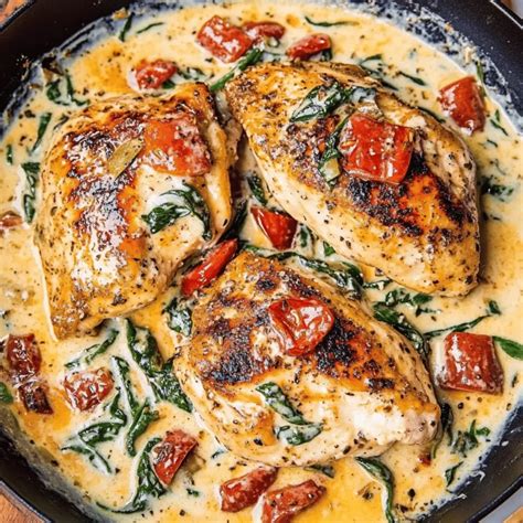 Creamy Tuscan Chicken Recipe With Spinach And Tomatoes