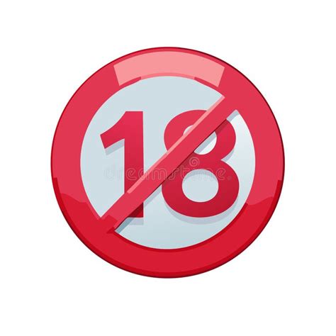 Red Circular Age Eighteen Restriction Warning Symbol For Mature Adult