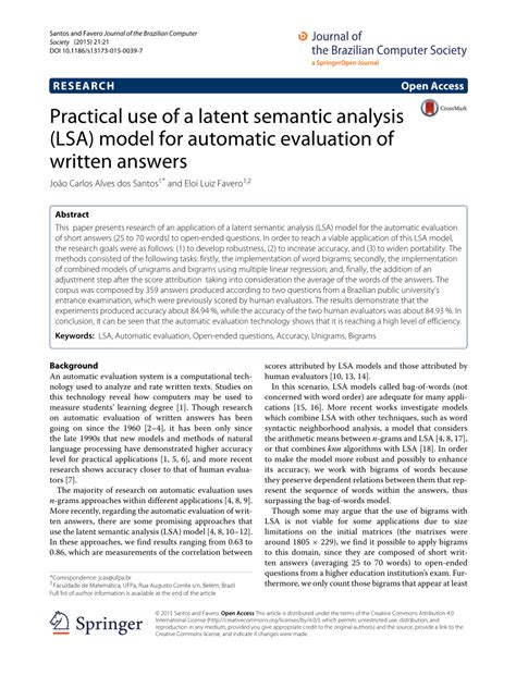 pdf practical use of a latent semantic analysis lsa model for