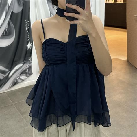 네이비 머플러 나시탑 투피스tps스카프발레코어 에이블리