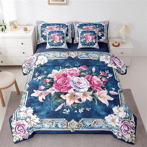 Boho Floral Bed In A Bag Queen Comforter Set 7 Piece Bohemian Bedding