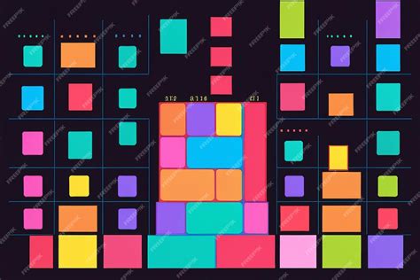 Colorful Tetris Game Flat Vector Illustration A Classic Retro Puzzle Challenge Premium Ai