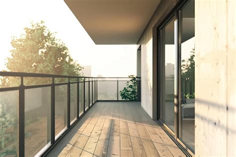 View Of A Modern Empty Balcony Nobody Inside Premium Ai Generated Image