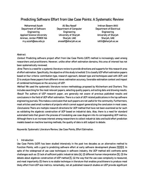 Pdf Predicting Software Effort From Use Case Points A Systematic Review