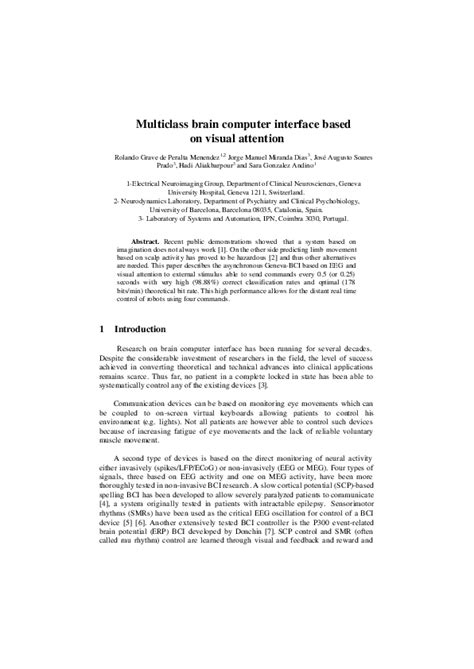 pdf multiclass brain computer interface based on visual attention