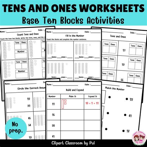 Tens And Ones Worksheets Base Ten Blocks Activities Place Value
