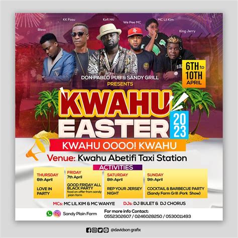 Kwahu Easter Flyer Design All Black Party Station Activities
