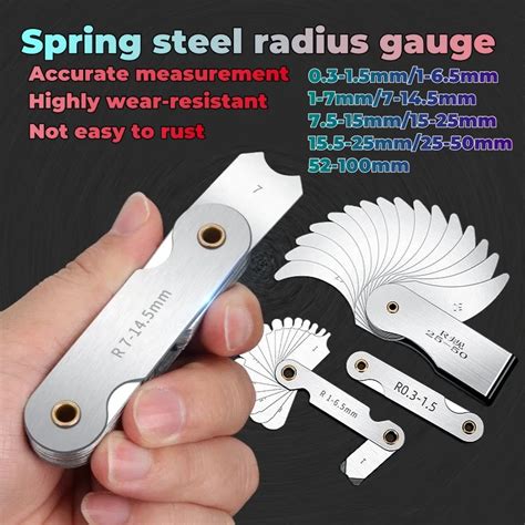 Stainless Steel R Gauge Complete Set Rounding Measuring Instrument High