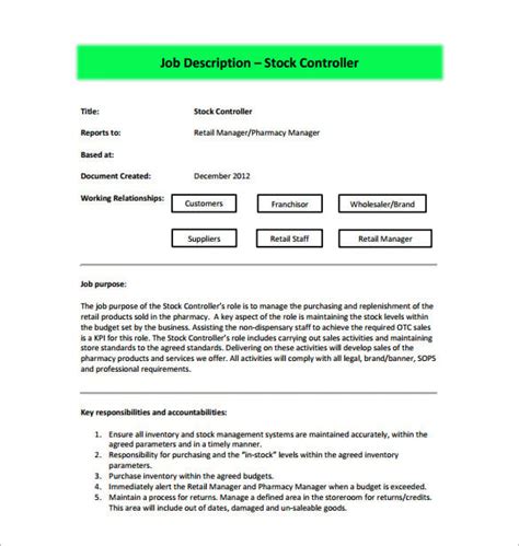 Controller Job Description Template
