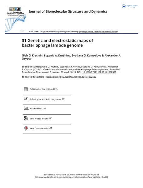 Pdf 31 Genetic And Electrostatic Maps Of Bacteriophage Lambda Genome