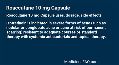 Roaccutane 10 Mg Capsule Uses Dosage Side Effects Food Interaction