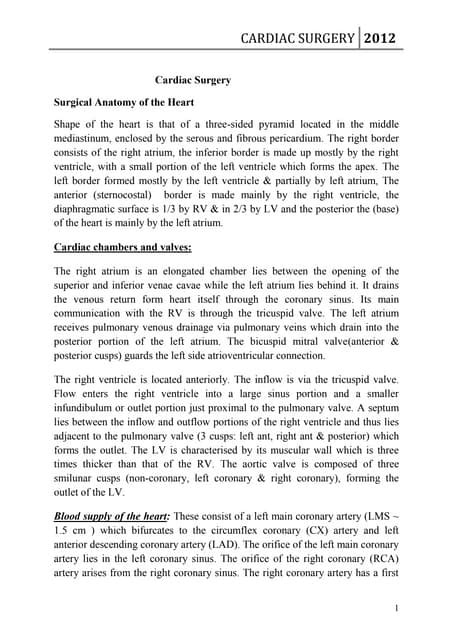 Surgery Cardiac Surgery 1 Dr Aram Pdf