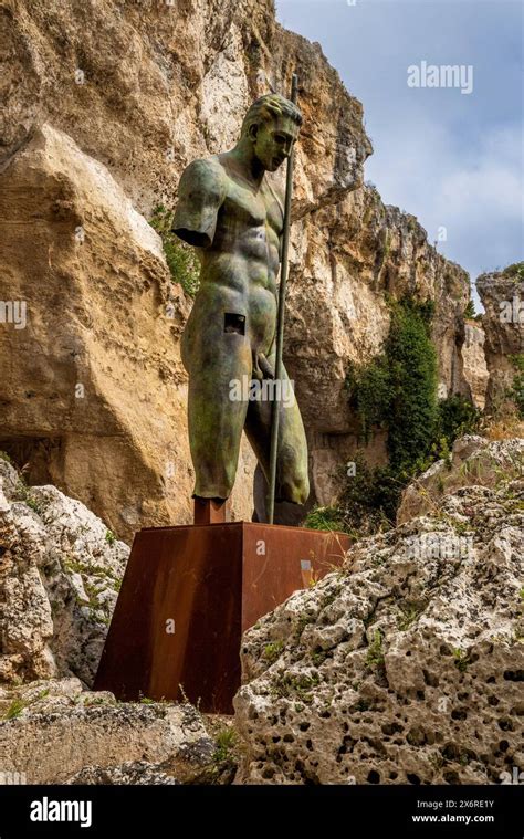 A Bronze Statue Of Daedalus In The Archaeological Park Of Neapolis